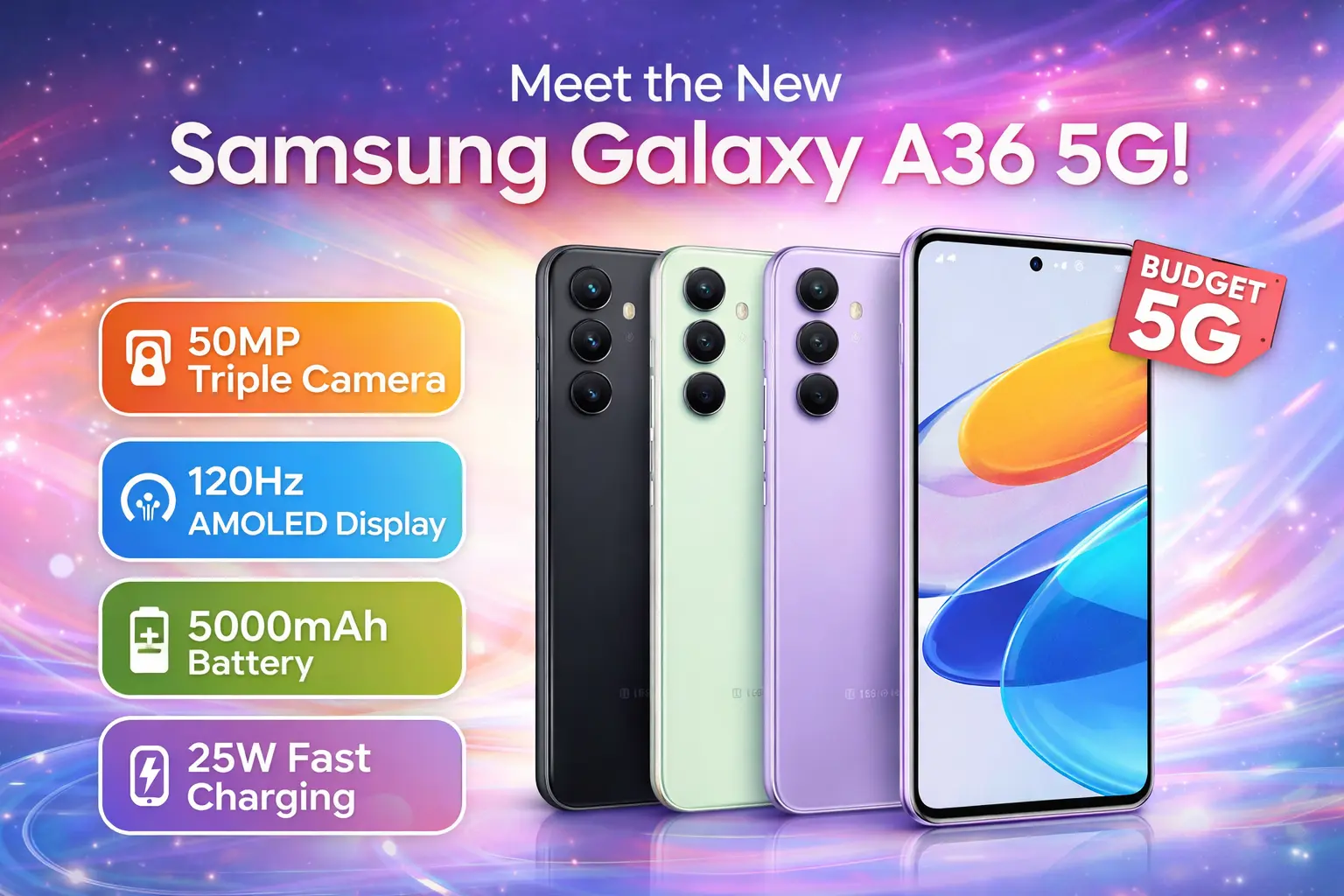 Samsung Galaxy A36 5G: Stunning 120Hz Display, 50MP Camera & Massive ...
